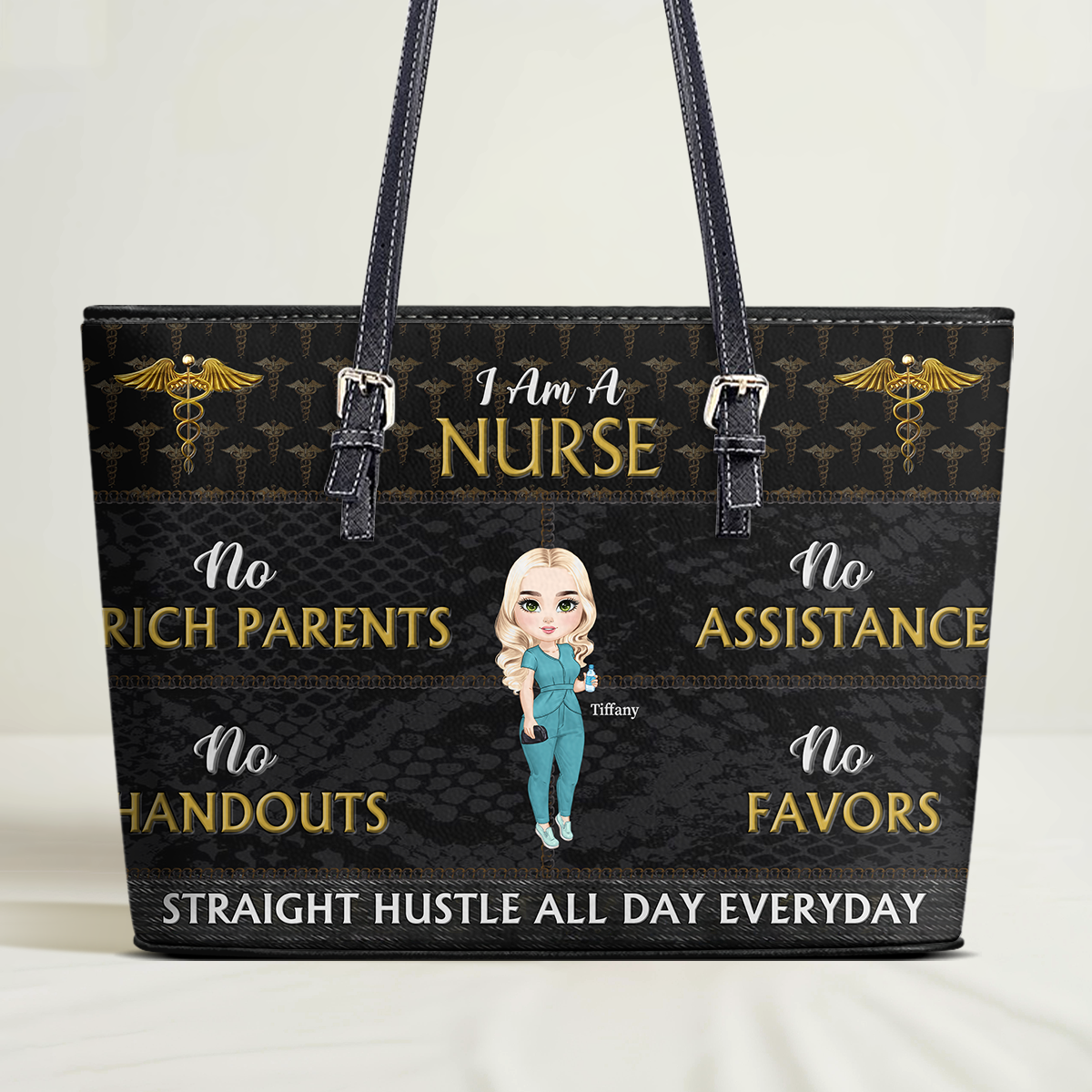 Nurse Hustle All Day - Personalized Custom Nurse Leather Tote Bag – The ...