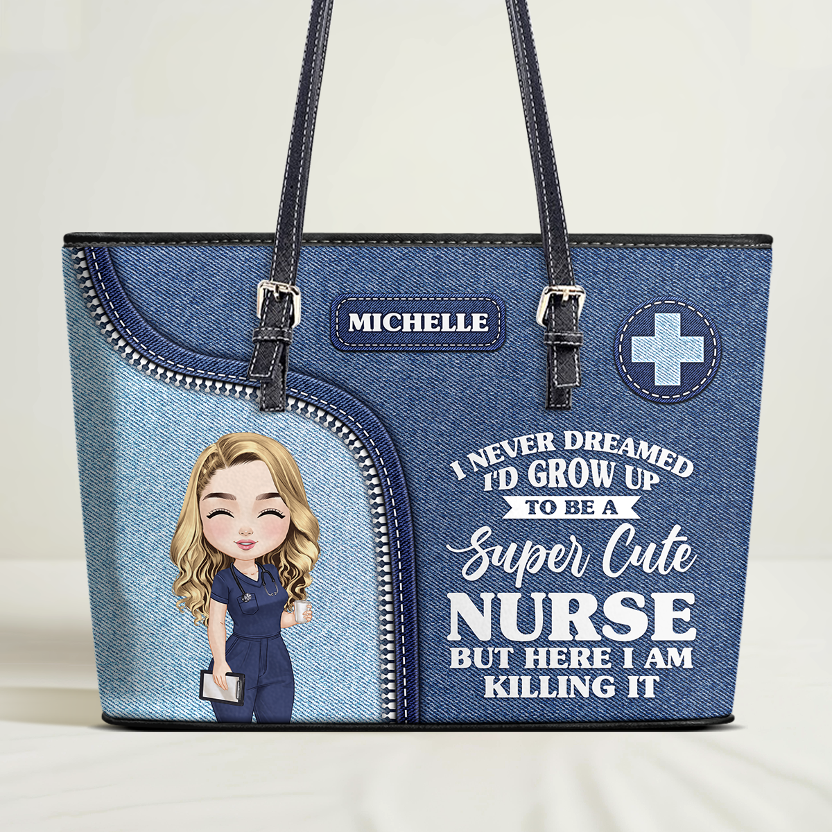 Super Cute Nurse - Personalized Custom Nurse Leather Tote Bag – The ...